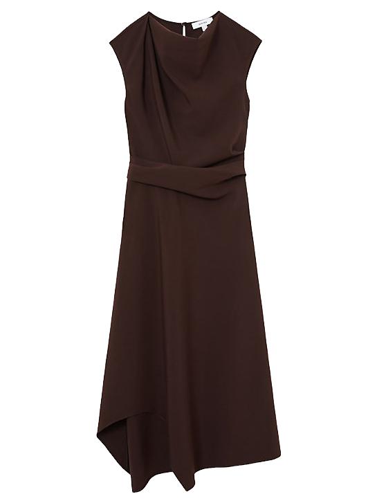 REISS Reiss Camilla Gathered Detail Stretch-Woven Midi Dress